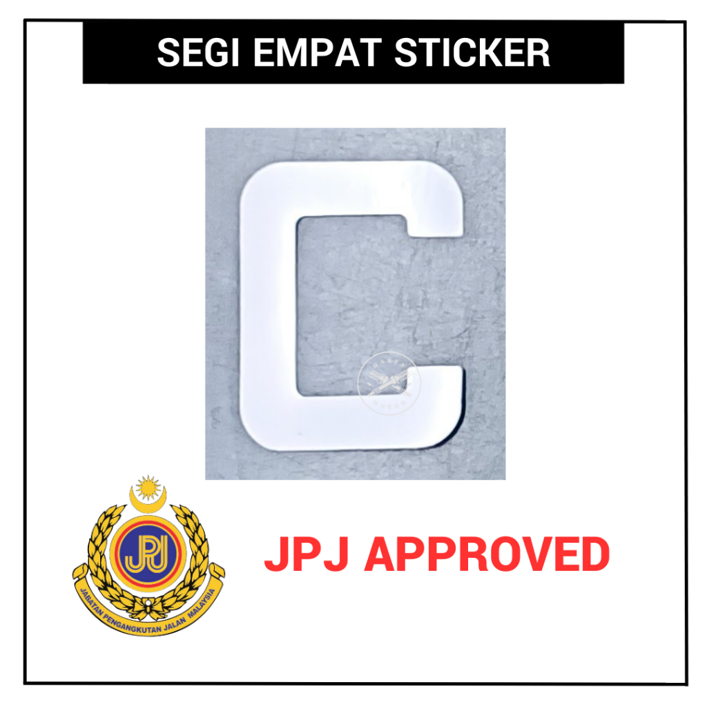 JPJ APPROVED SEGI EMPAT Number Plate Sticker Motorcycle ABC 123 White ...