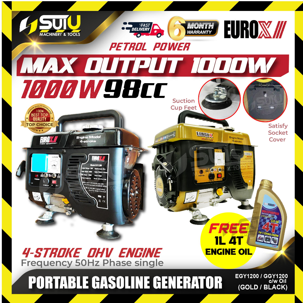 EUROX GGY1200 / EGY1200 4-Stroke Portable Petrol Generator / Pasar Malam Penjana / 发电机 1000W ...