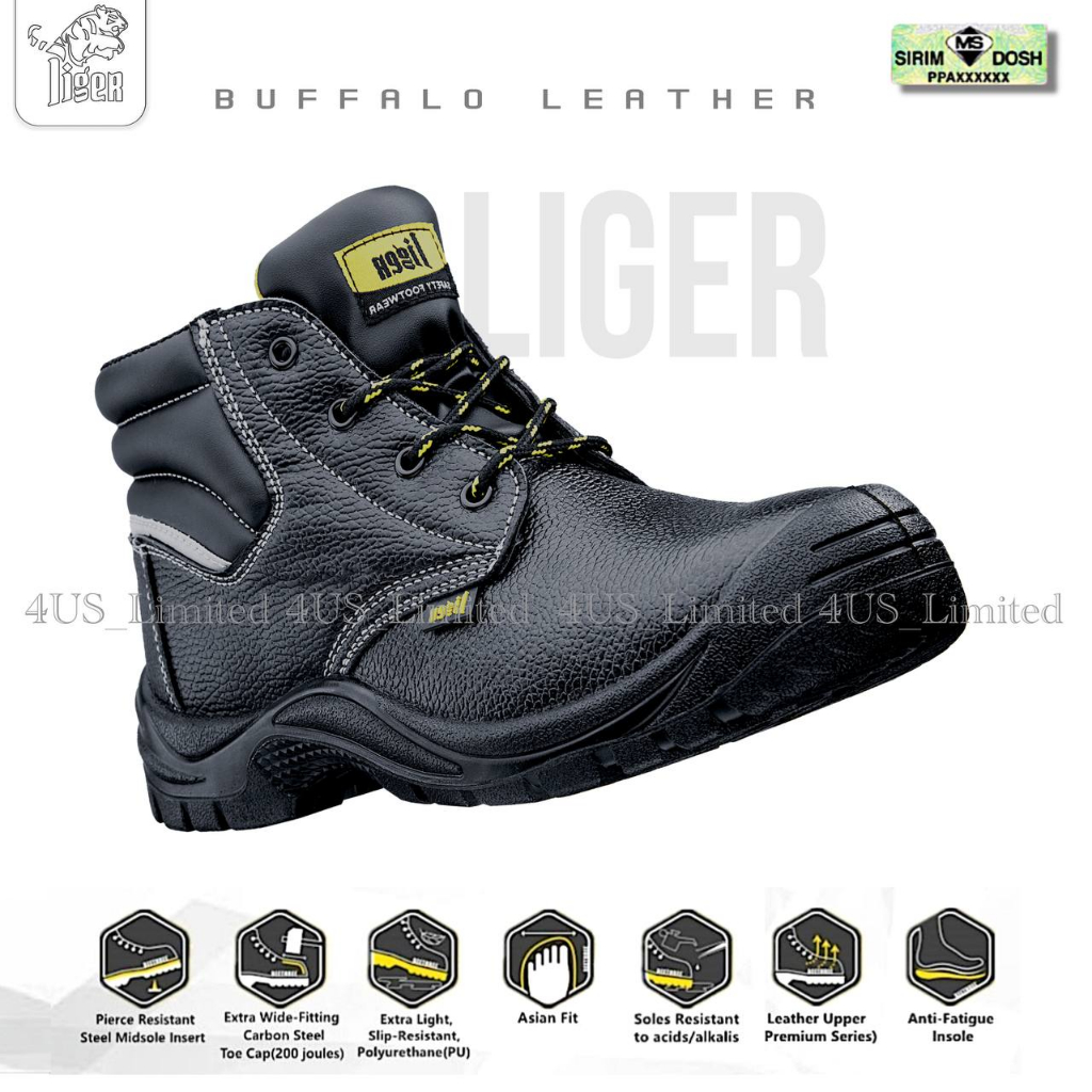 LIGER LG-99 Laces-up 6” Ankle Cut Boots (Sirim&Dosh) Kasut Safety Boots ...