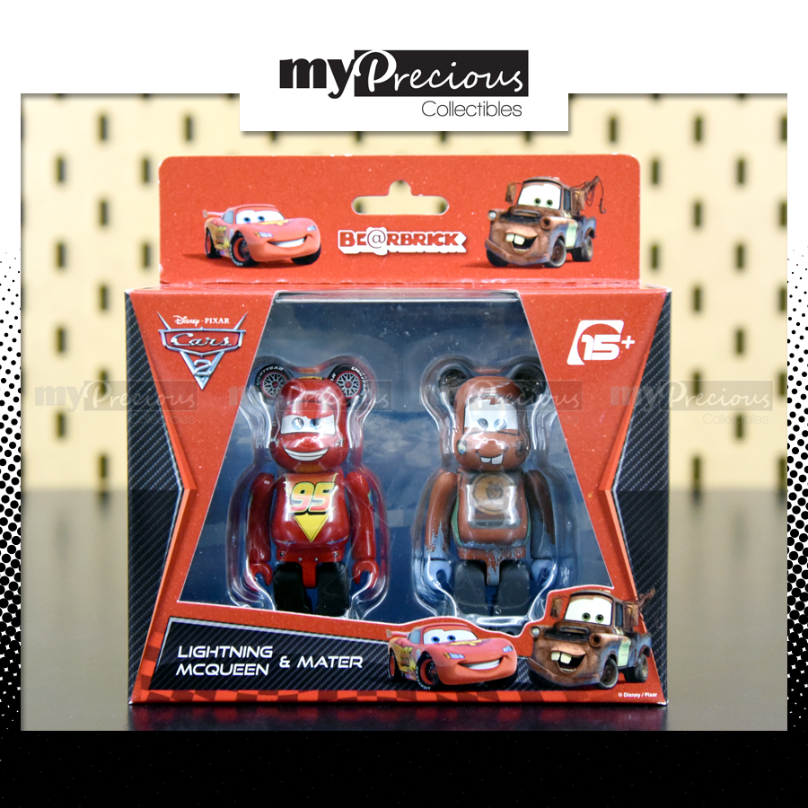 Medicom Bearbrick Be@rbrick 100% 2 Pack Cars 2 Lightning McQueen Mater ...