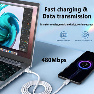 Original Cable Type C Turbo Charge 6A 120W USB to USB C Fast Charging ...