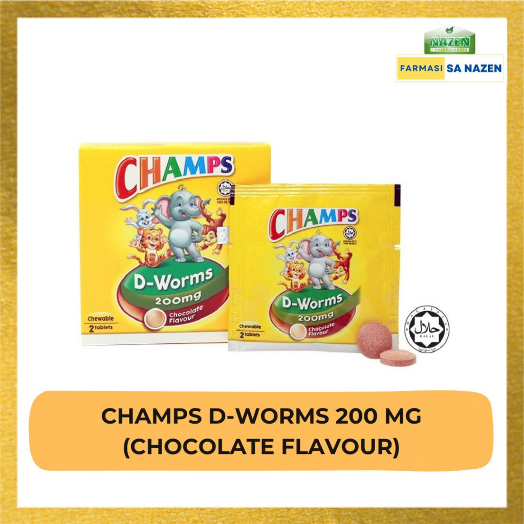 Ubat Cacing Champs D-Worm 200mg (2 Tablet) | Shopee Malaysia