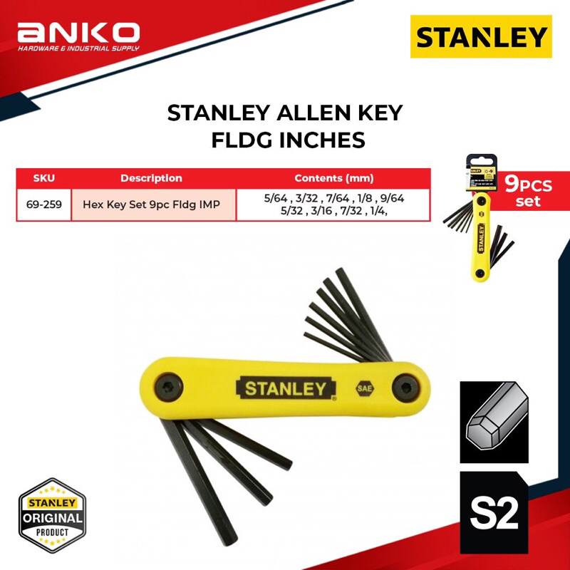 STANLEY ALLEN KEY SET 9 PC FLDG INCHES | Shopee Malaysia
