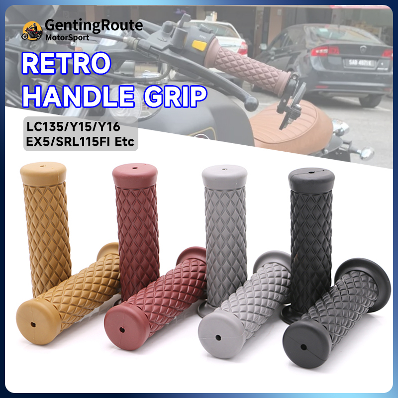 7/8" 22MM MOTORCYCLE RETRO RUBBER HANDLE BAR GRIP ANTI-SLIP HANDLE GRIP ...