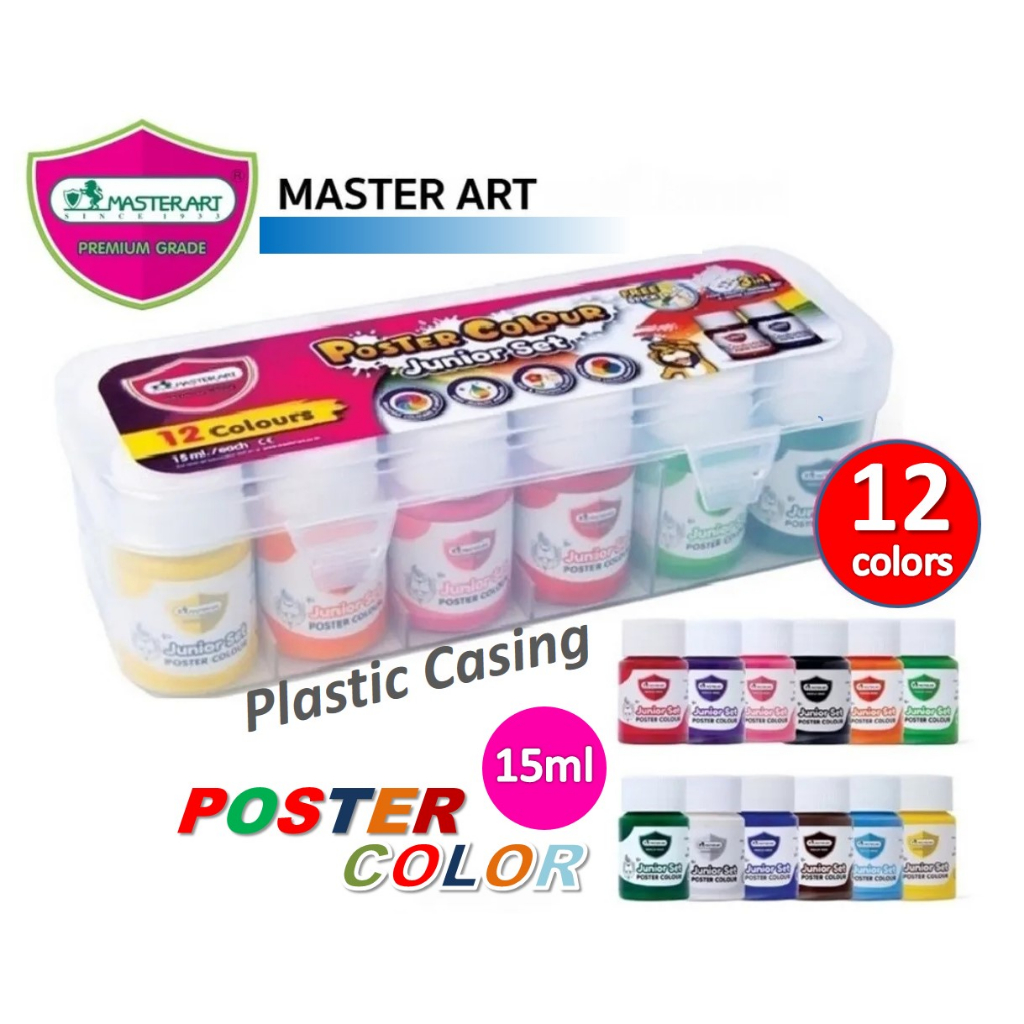 Master Art Poster Color Set 15 ml. 12 colors Plastic Box Set Warna ...