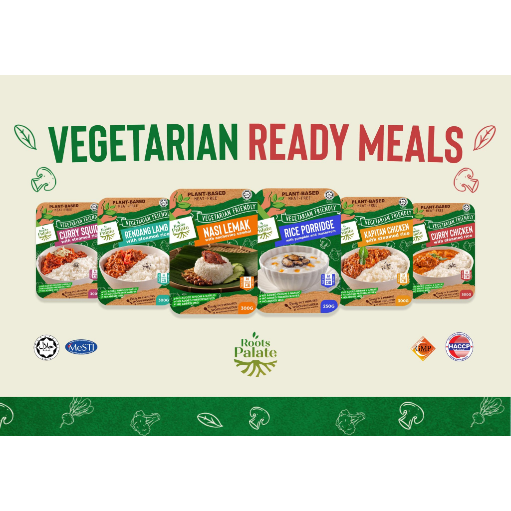 Roots Palate, Vegetarian Plant-Based Ready Meals (7 Flavor) (250g ...