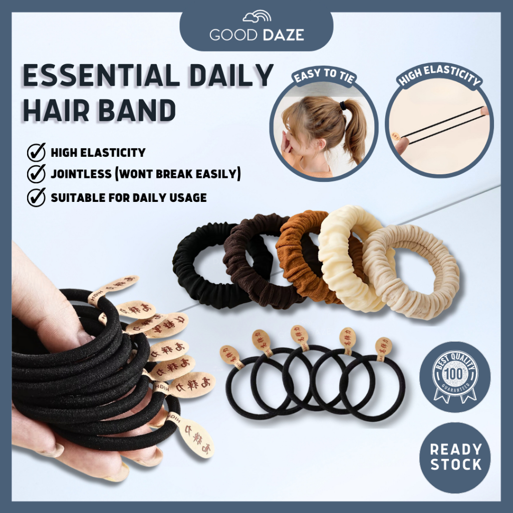 【GOOD DAZE】Korean Plain Black Hair Bands | Black Hair Rubber Bands ...