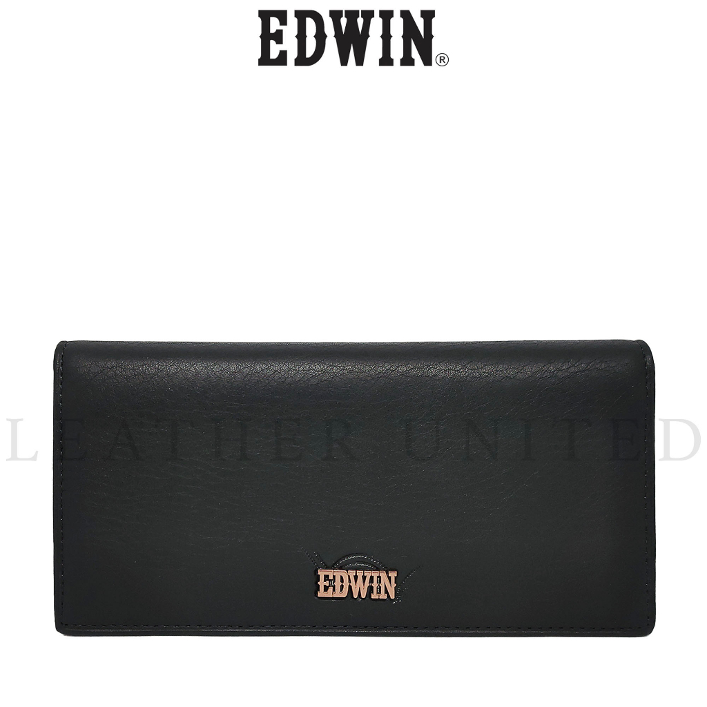 𝗘𝗗𝗪𝗜𝗡 𝐋𝐎𝐍𝐆 𝐖𝐀𝐋𝐋𝐄𝐓 Genuine Top Grain Leather Logo Bifold Wallet # ...
