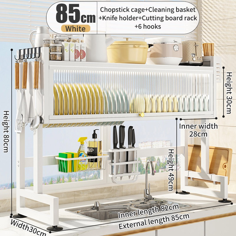 Rak Pinggan Mangkuk Bertutup Stainless Steel Dish Drainer Rack Kitchen ...