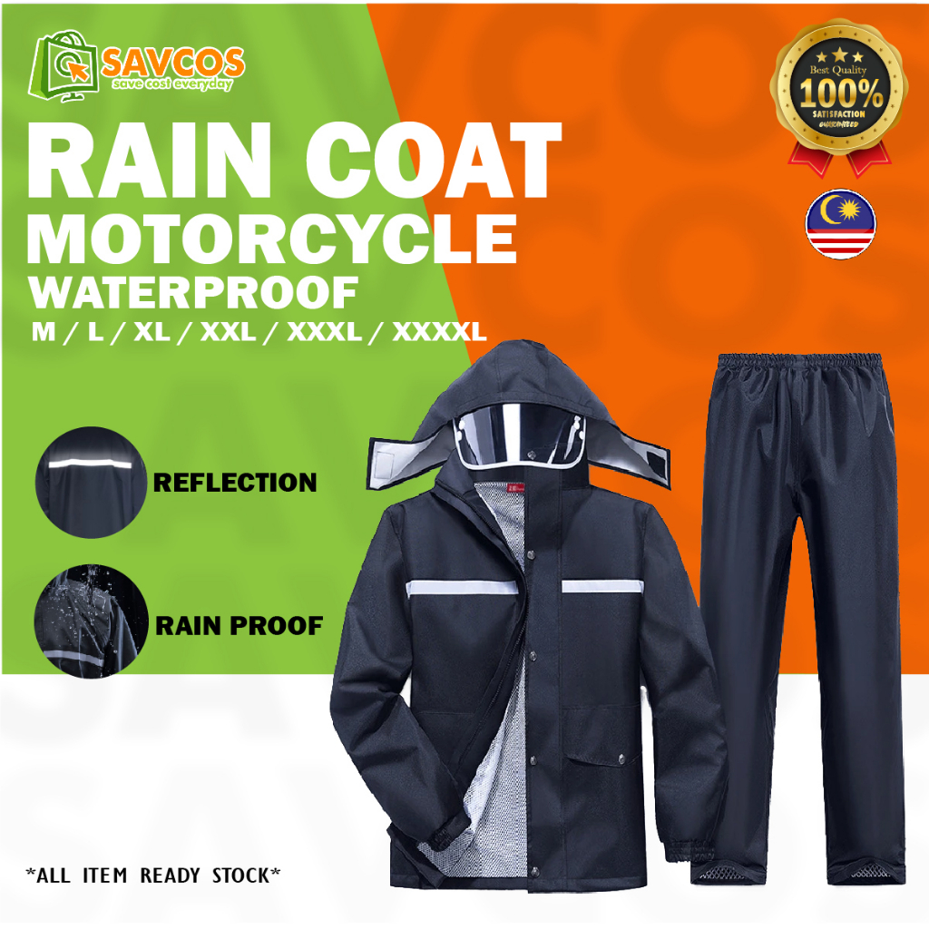 SAVCOS Motorcycle Rain Coat Waterproof Baju Hujan Motor Bicycle Outdoor ...