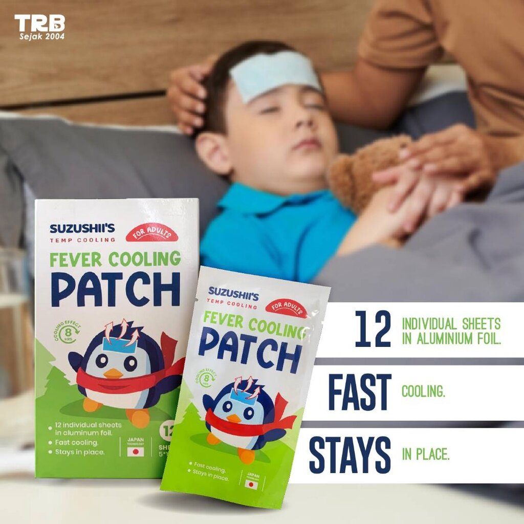 [MDA KKM APPROVED] FEVER COOLING Gel PATCH SUZUSHII Plaster Migraine ...