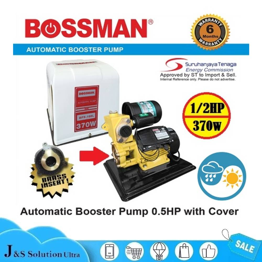 BOSSMAN 370W 0.5HP Auto Water Booster Pump with Cover ~BPS168L | Shopee ...