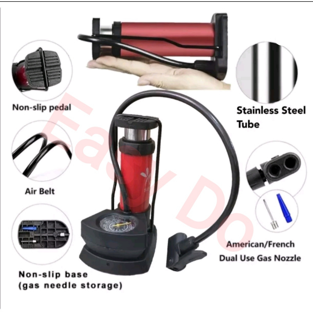 Foot Air Pump Basikal Pam Road Portable Air Bicycle Pump Compressor MTB ...
