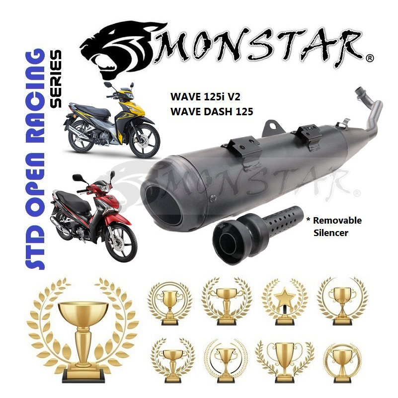WAVE DASH 125 125i V2 28mm Ekzos Std Racing Open Exhaust wave125i ...