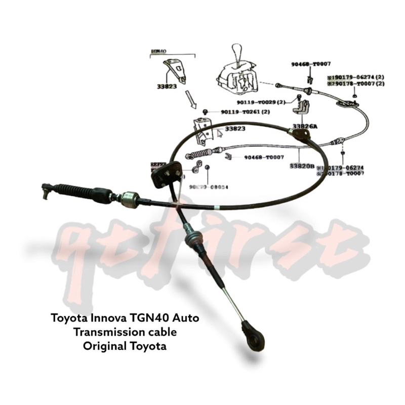 SHIFT GEAR CABLE A/T NEW ORIGINAL 33820-0K110 MADE IN JAPAN FOR TOYOTA ...
