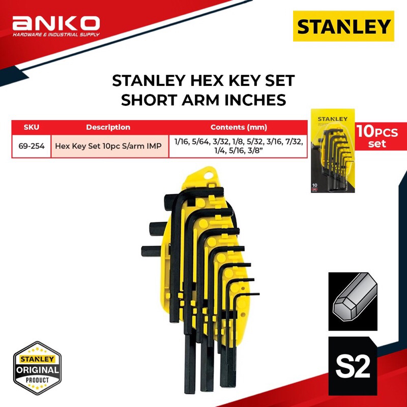 STANLEY ALLEN KEY SET 10 PC SHORT ARM INCHES | Shopee Malaysia