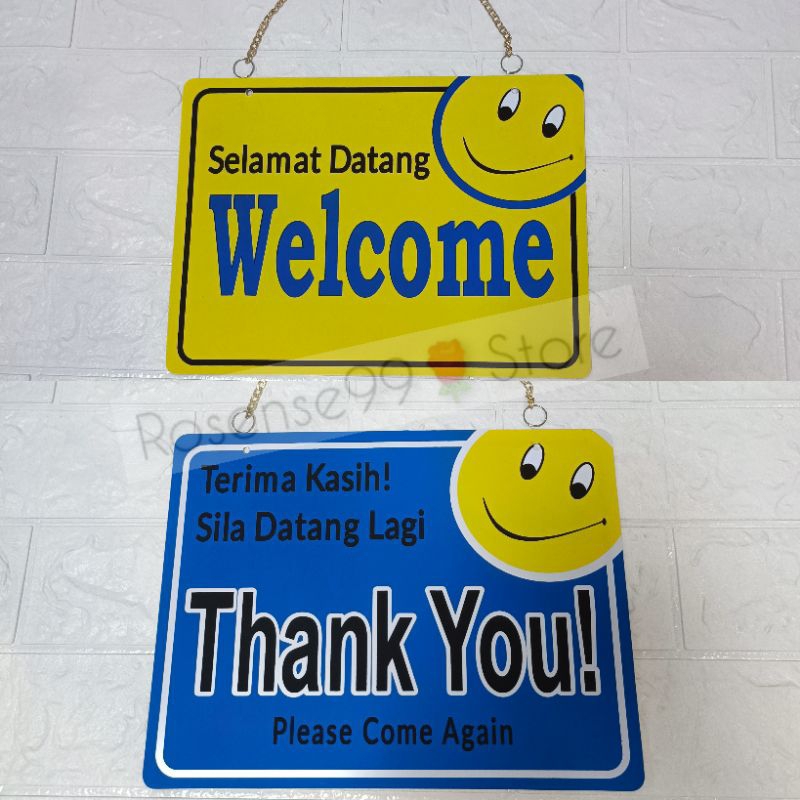 2in1 A4 Size Thank You Please Come Again & Welcome Sign Selamat Datang ...