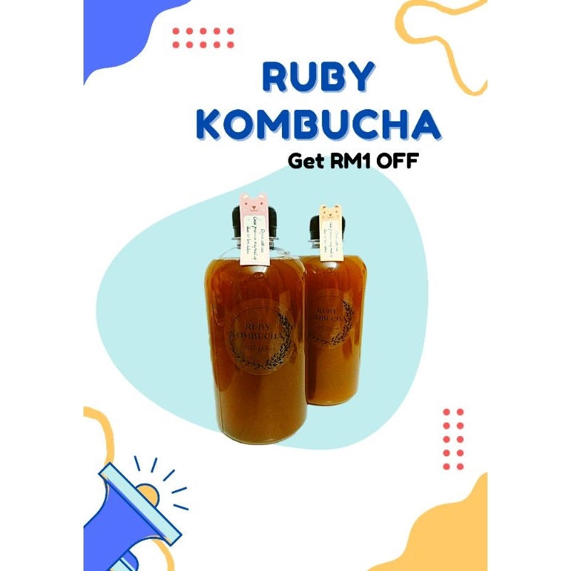 Ruby Homebrew Kombucha Tea|500ml|300ml|Probiotics Drinks Tea|Ready Stock |Halal| | Shopee Malaysia