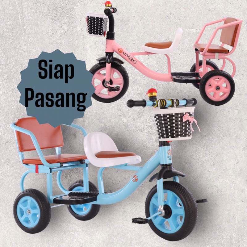💥Super Offer💥Kids Paddle Tricycle with 2 Seater/Passenger Seat/Basikal ...