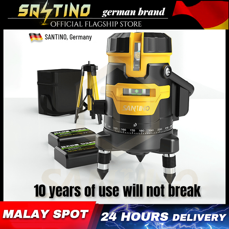 SANTINO 5 Line Laser Level Green Light Self-Leveling 360° Adjustable ...