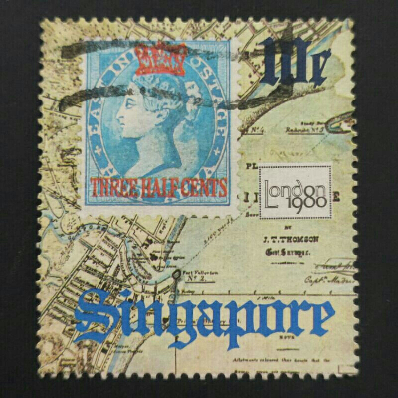 1980 Stamp Singapore-Unique Used Stamp-10c Straits Settlements 1867 1½c ...