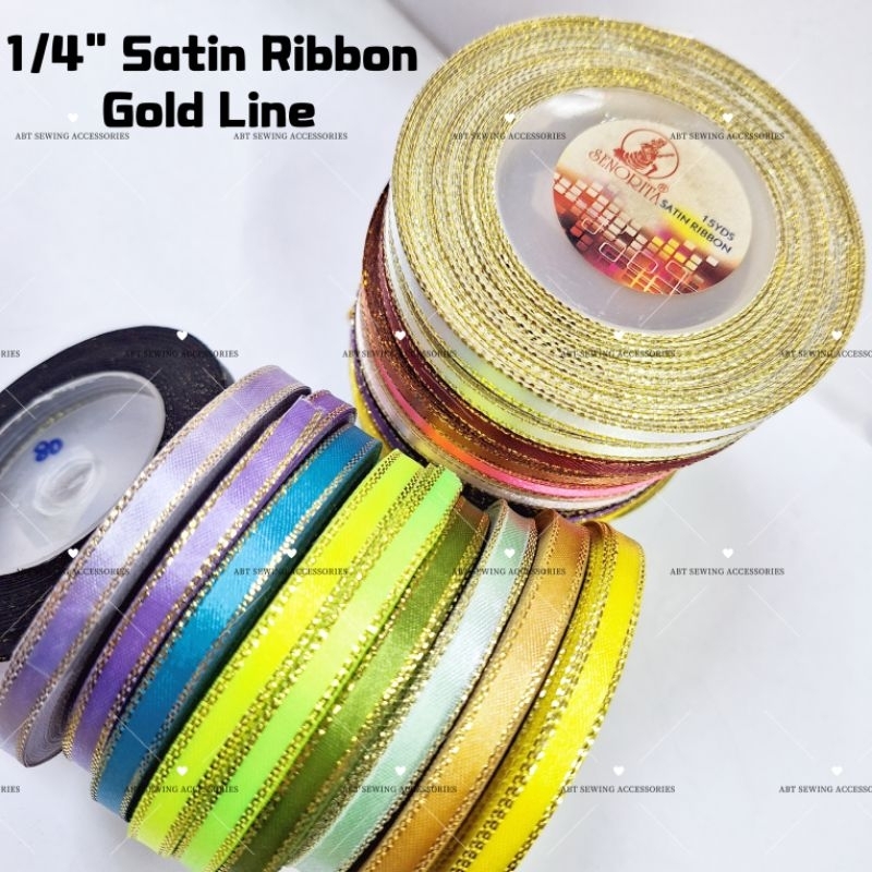 SENORITA 1/4" 1 Roll 15yds+-/Gold Silver Sided/Satin Ribbon/Reben Kain ...