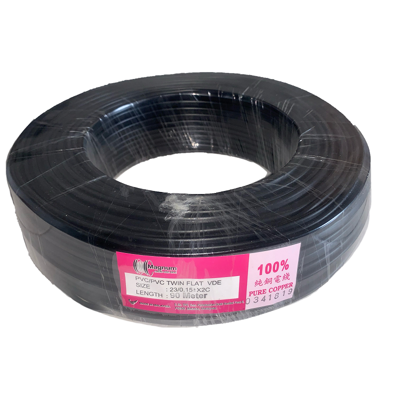 MAGNUM 2C 23/0.15 PVC/PVC TWIN FLAT CABLE LOOSE QUANTITY BLACK(SIRIM ...