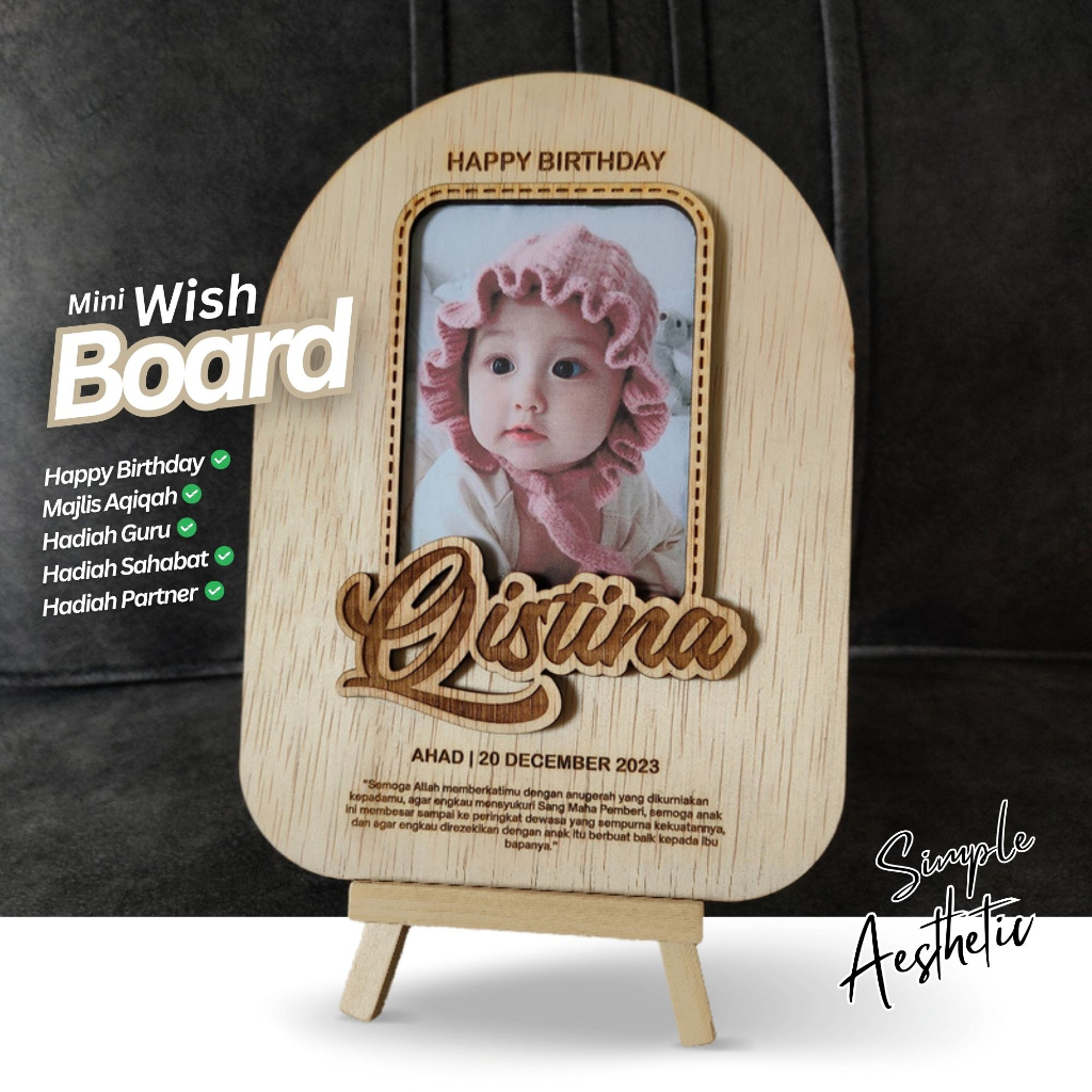 SIMPLE | CUSTOM Wish Board Name Frame Stand NEW! Happy Birthday Majlis ...