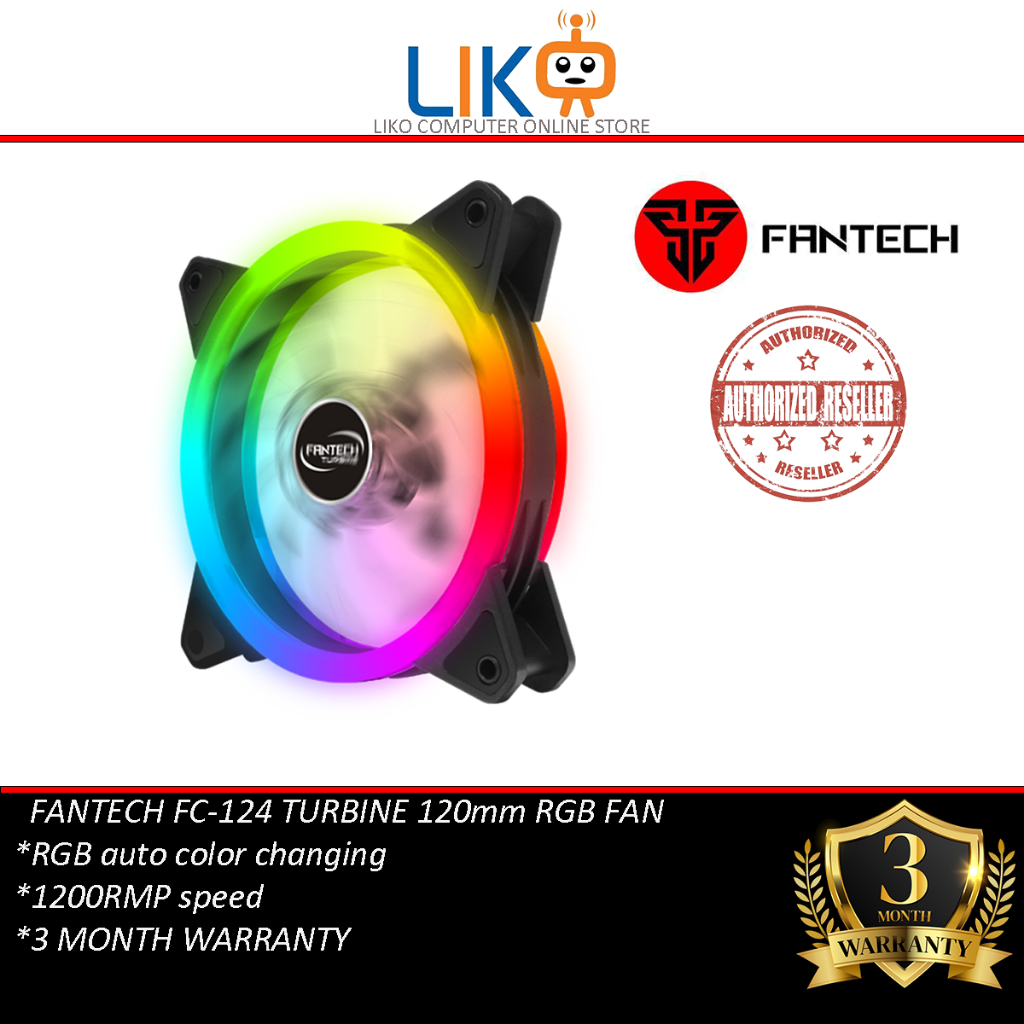LIKO FANTECH FC-124 TURBINE 120mm Anti-Vibration Auto RGB Modes ...