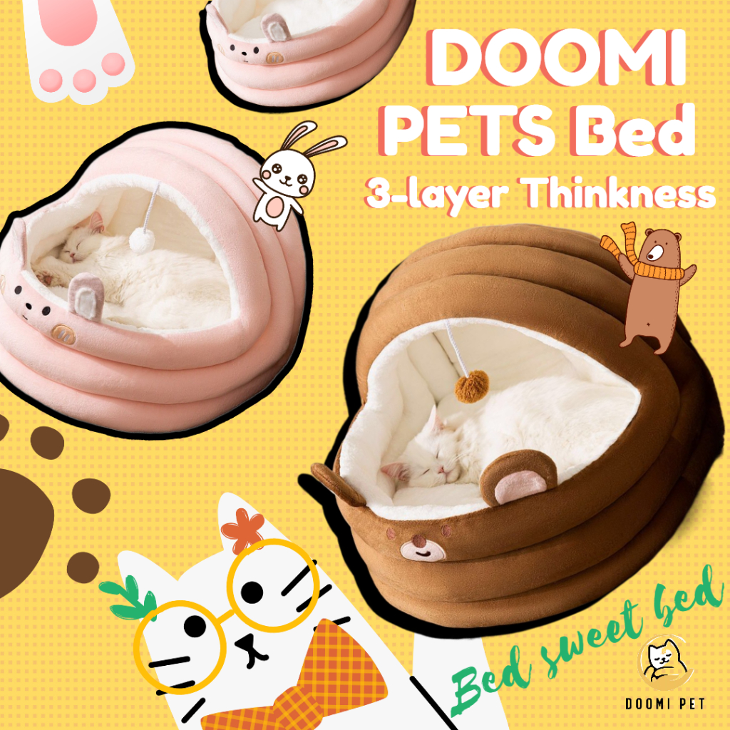 Doomi Pet Size L Cat Bed Dog Bed Cave Animal Ears Cat House Design ...