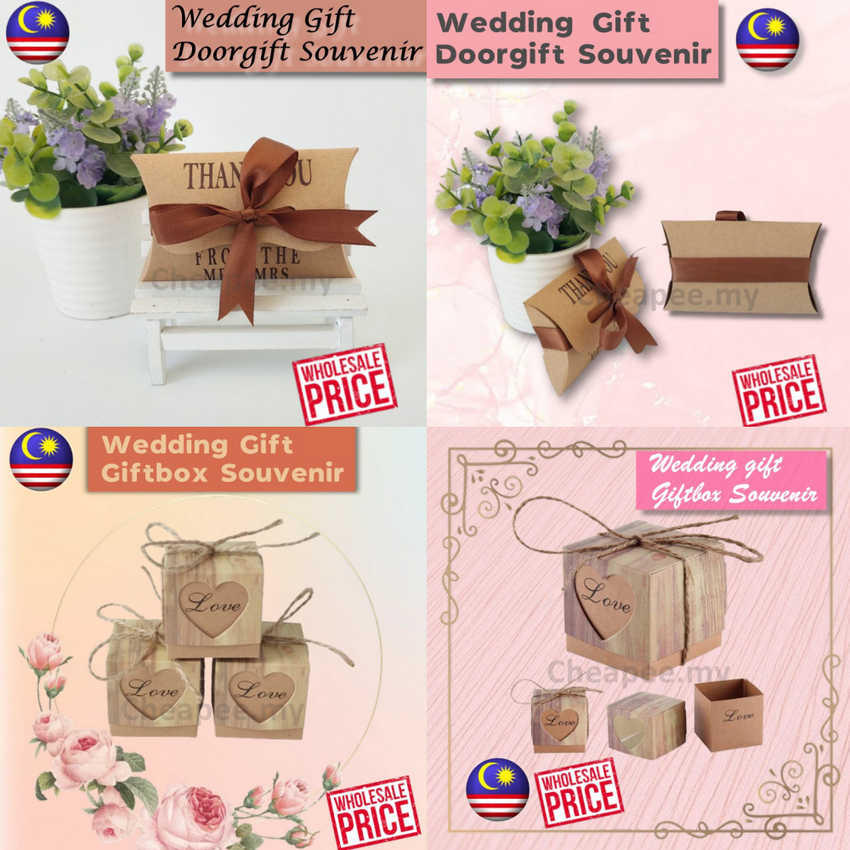Vintage Kraft paper Wedding Giftbox/Doorgift/Candy box/Souvenir/Kotak ...