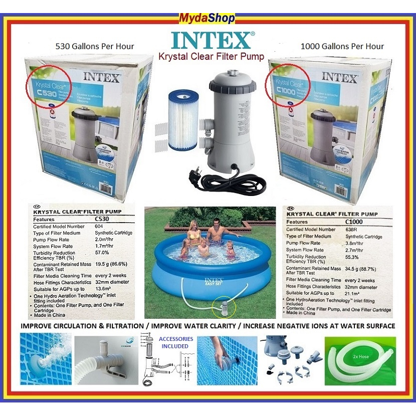 INTEX Krystal Clear Filter Pump For Swimmimg Pool. Pam Penapis Air ...