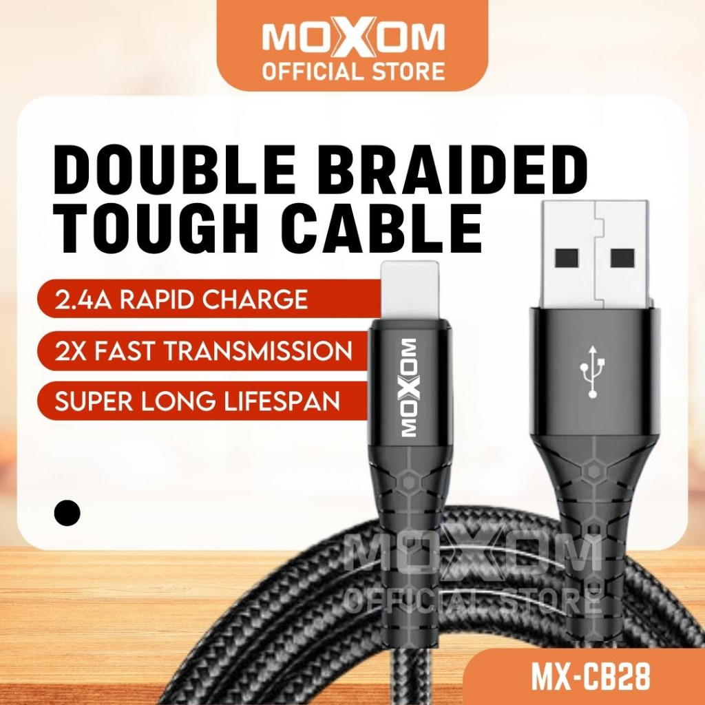 MOXOM Original Double Braided Android Cable 2.4 Fast Charging USB Cabel ...