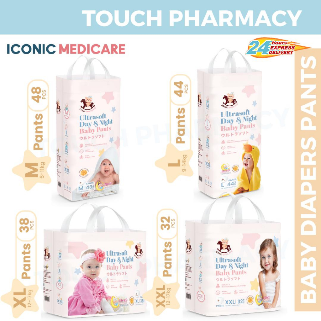ICONIC Babycare Baby Pants M-48's/L-44's/XL-38's/XXL-32's (1 PACK) | Shopee Malaysia