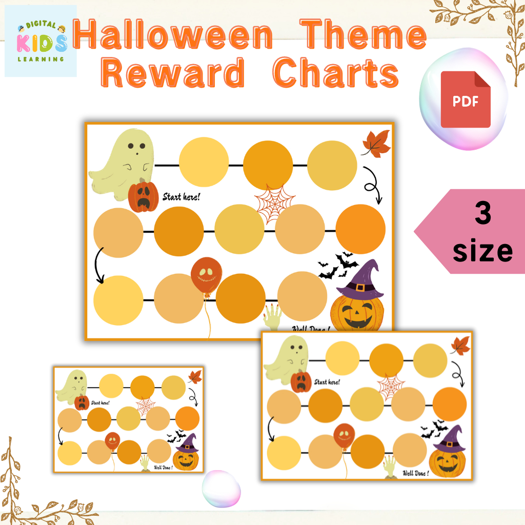 PDF Printable Halloween theme Rewards chart for kids Kad Ganjaran Murid ...
