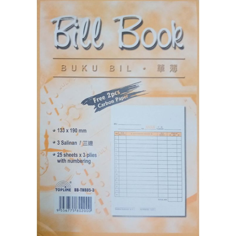 Topline Bill Book - 3 plies with numbering | Shopee Malaysia