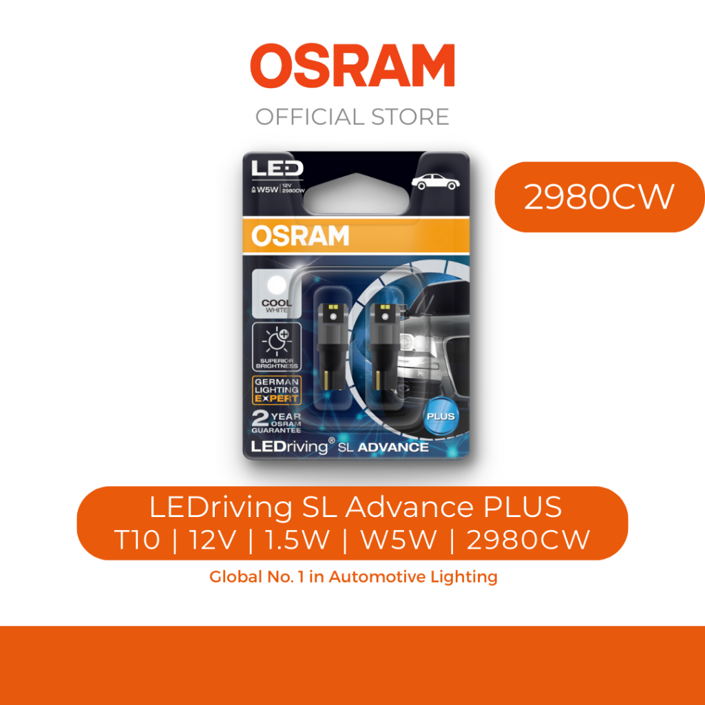 2980CW - Osram AUX LEDriving SL Advance Plus (T10) - Cool White (12V | 1.5W) W5W | Shopee Malaysia
