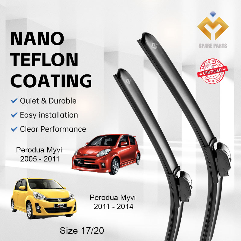 Perodua Myvi, Kenari Premium Quality Nano Car Wiper 1set 17"+20" U Hook ...