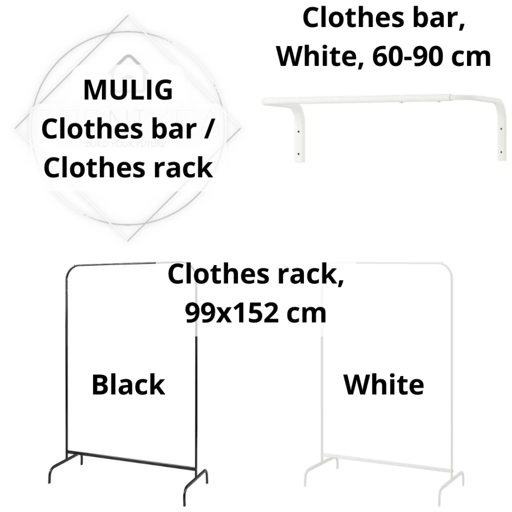 IKEA MULIG Clothes Bar / Clothes Rack, Black / White | Shopee Malaysia