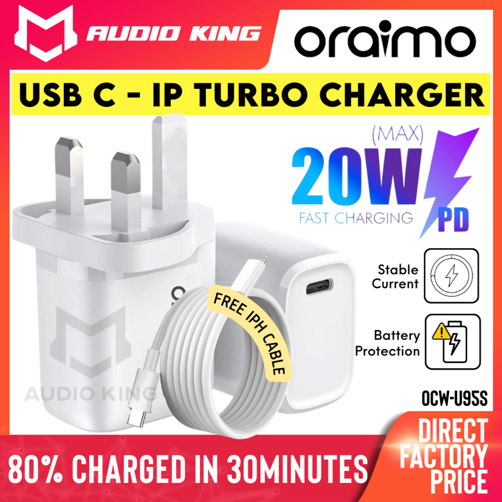 ORAIMO Power Delivery Fast Charging 20W Kepala Charger Fon Adapter Plug ...