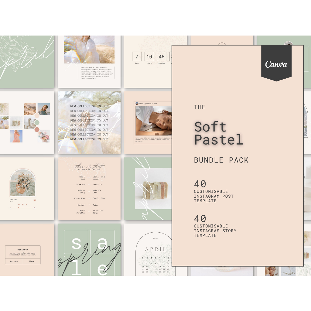 Soft Pastel Instagram Post & Story Template, Spring Canva Template ...