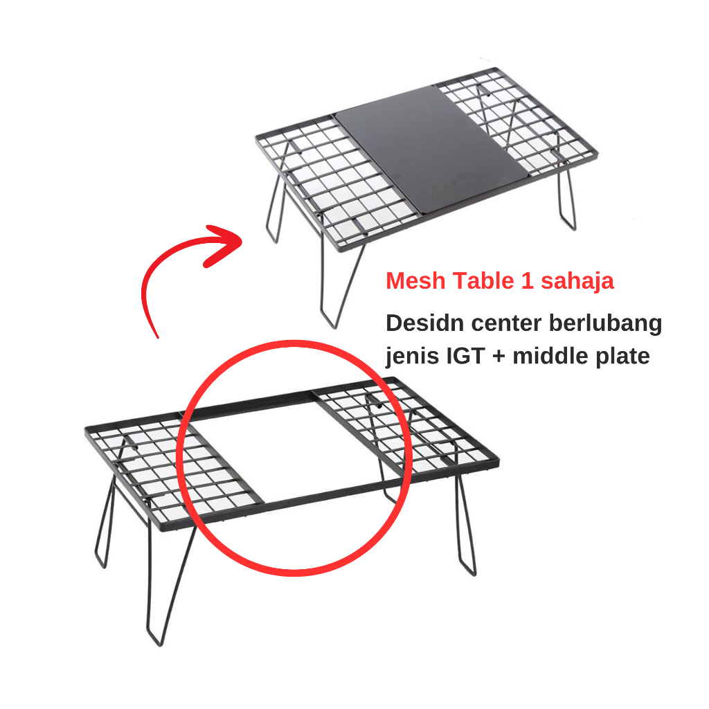 Mountainhiker Foldable Steel Mesh Camping Table with Bamboo Board ...