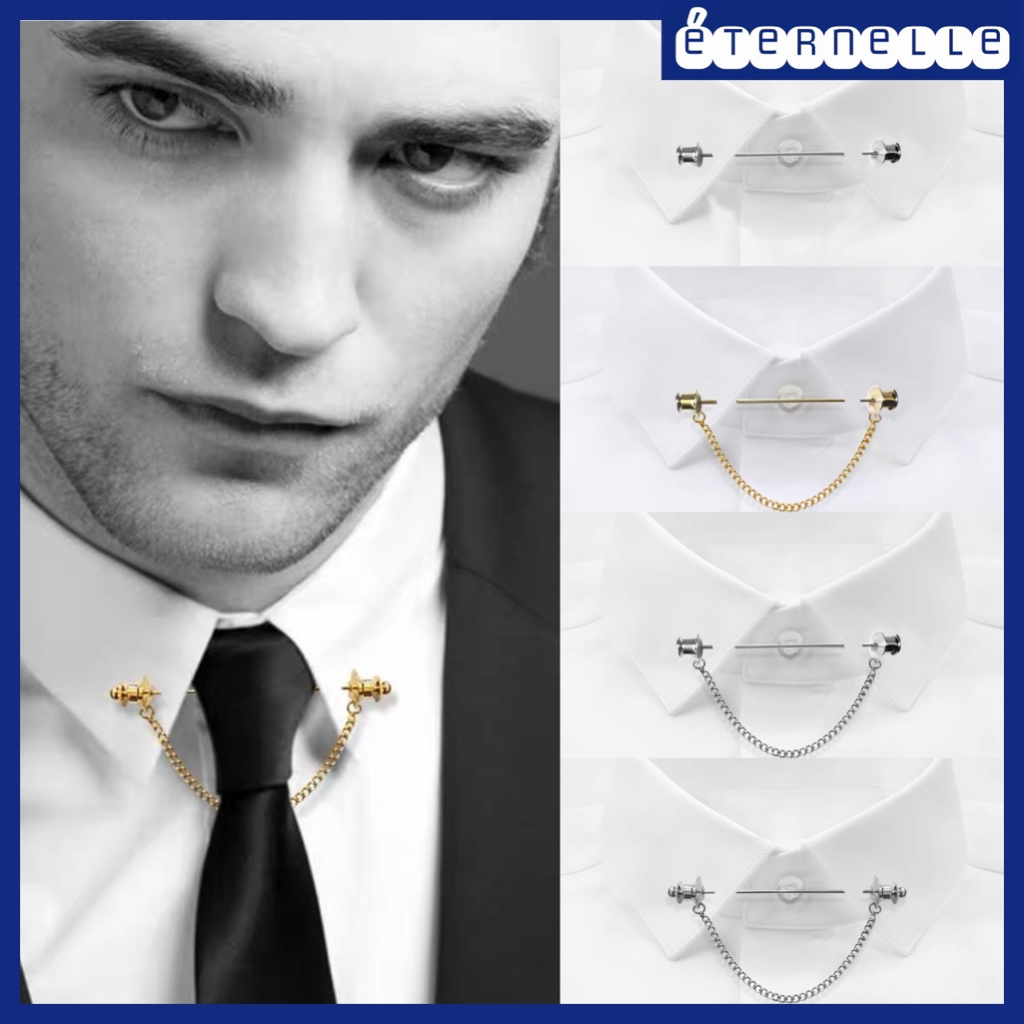Simple Personality Tassel Chain Collar Pin Metal Tie Bar Lapel Pin ...