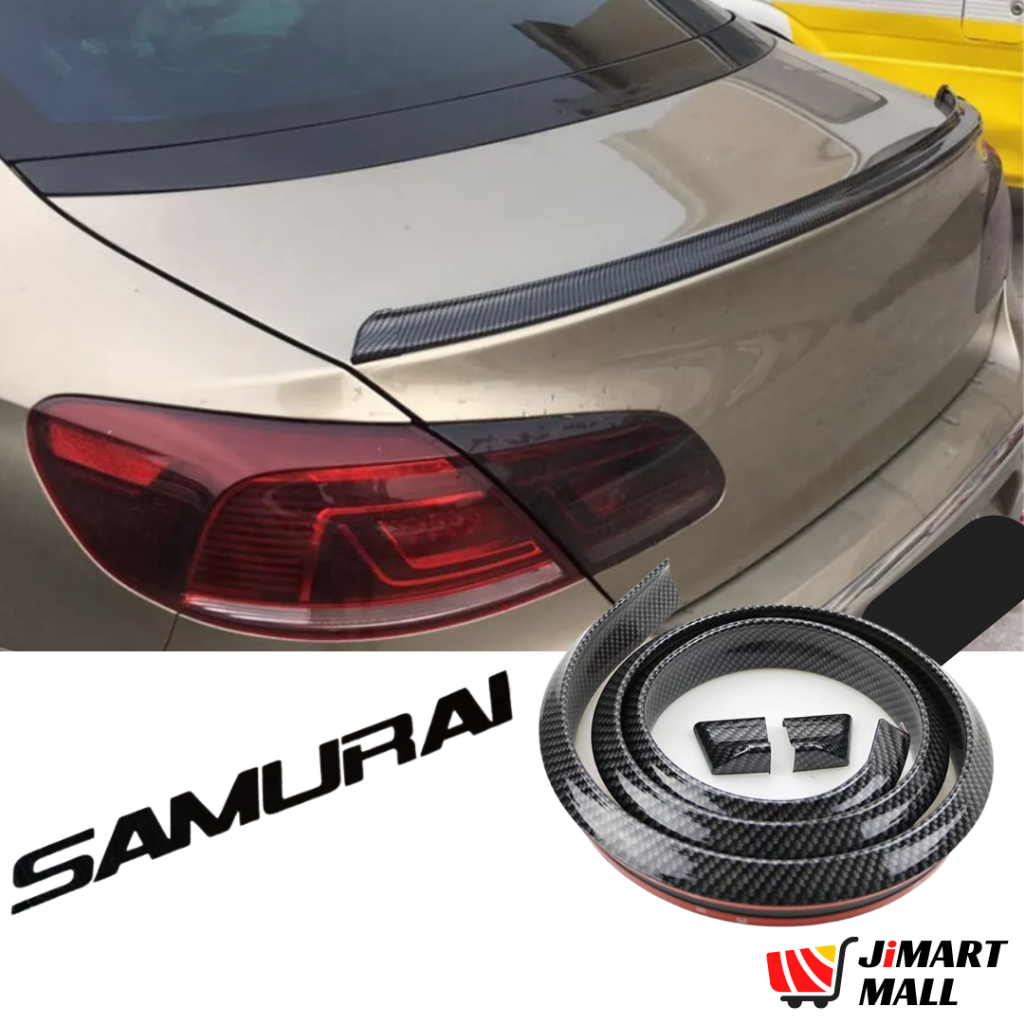 SAMURAI REAR WING SPOILER CARBON FIBER RUBBER LIP Bonnet Car Boot Trunk ...