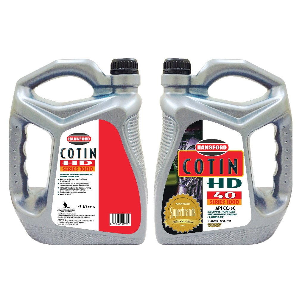 HANSFORD COTIN HD 40 DIESEL ENGINE OIL SAE40 API CC/SC MINYAK HITAM ...