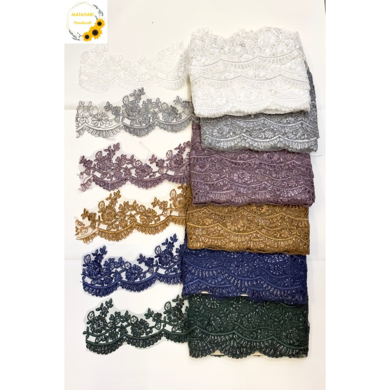 Border lace, beautiful embroidery border lace, tinggi 7CM-10CM lace ...