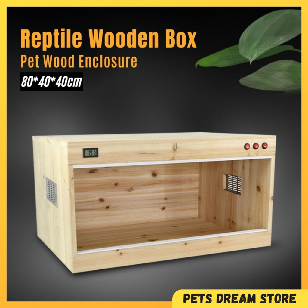 Nomoy Pet Reptile Wood box 80*40*40cm reptile wooden enclosure tortoise ...