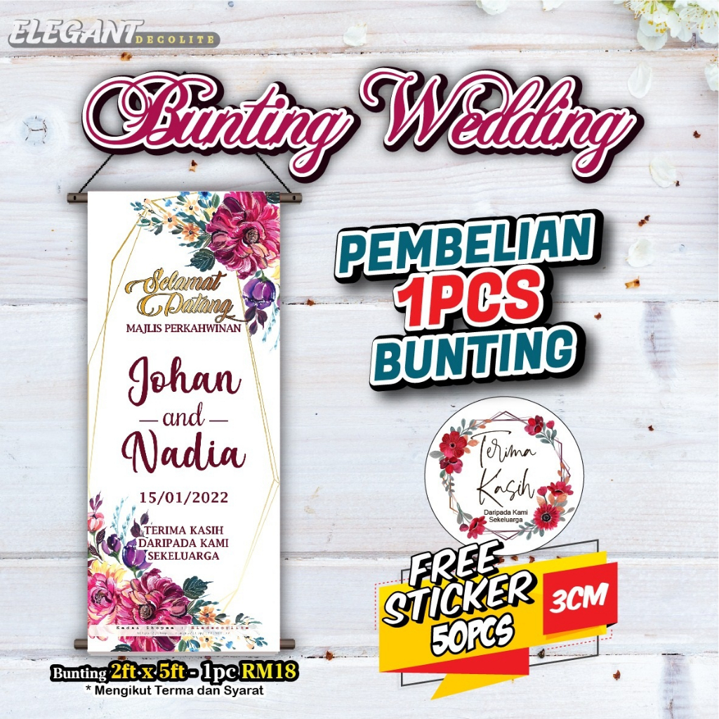 BUNTING KAHWIN 2 x 5/BANTING MAJLIS KAHWIN/WEDDING BANNER | Shopee Malaysia