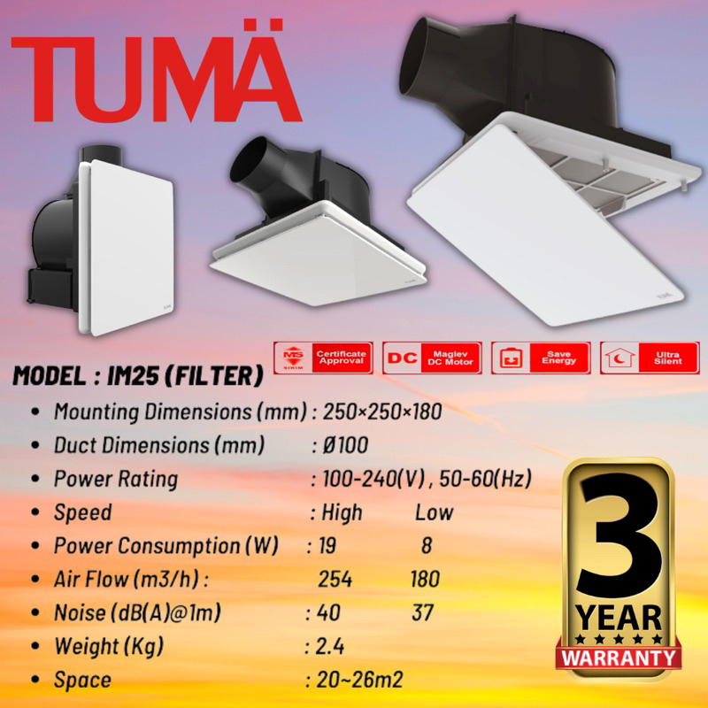 TUMA/RED LABEL DC MOTOR VENTILATION EXHAUST FAN ( SAKURA/IM25/COCO ...