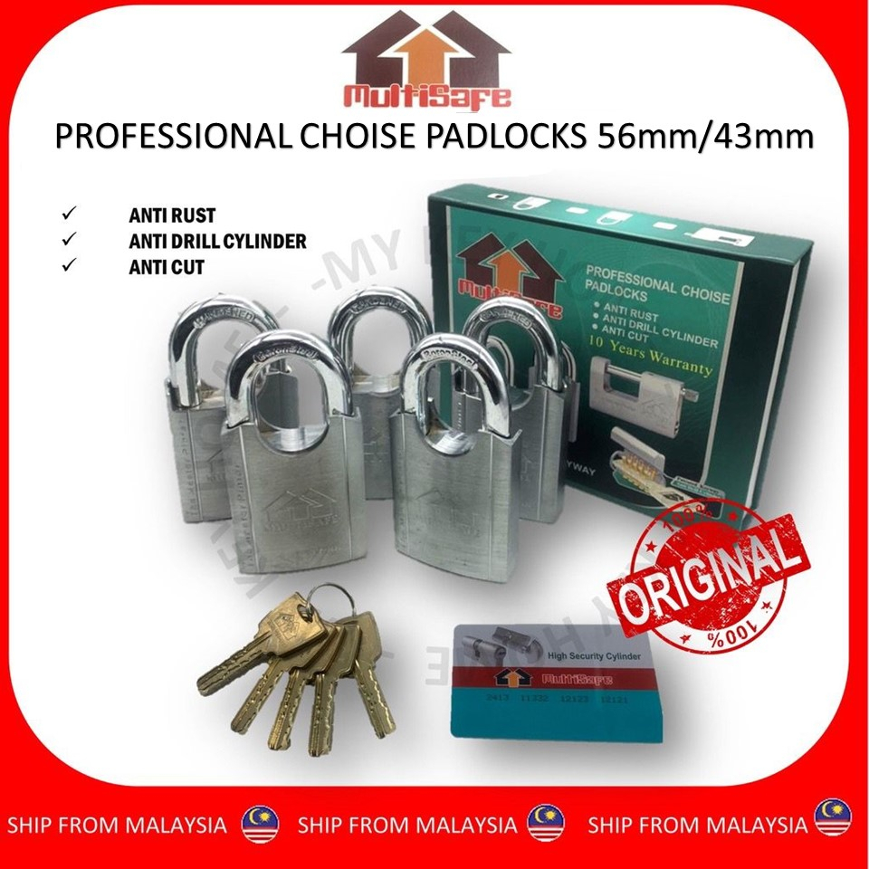 MULTISAFE PADLOCK 56MM/43MM - ANTI-CUT | ANTI-RUST | ANTI-DRILL (MANGGA KUNCI SERBAGUNA 56MM ...